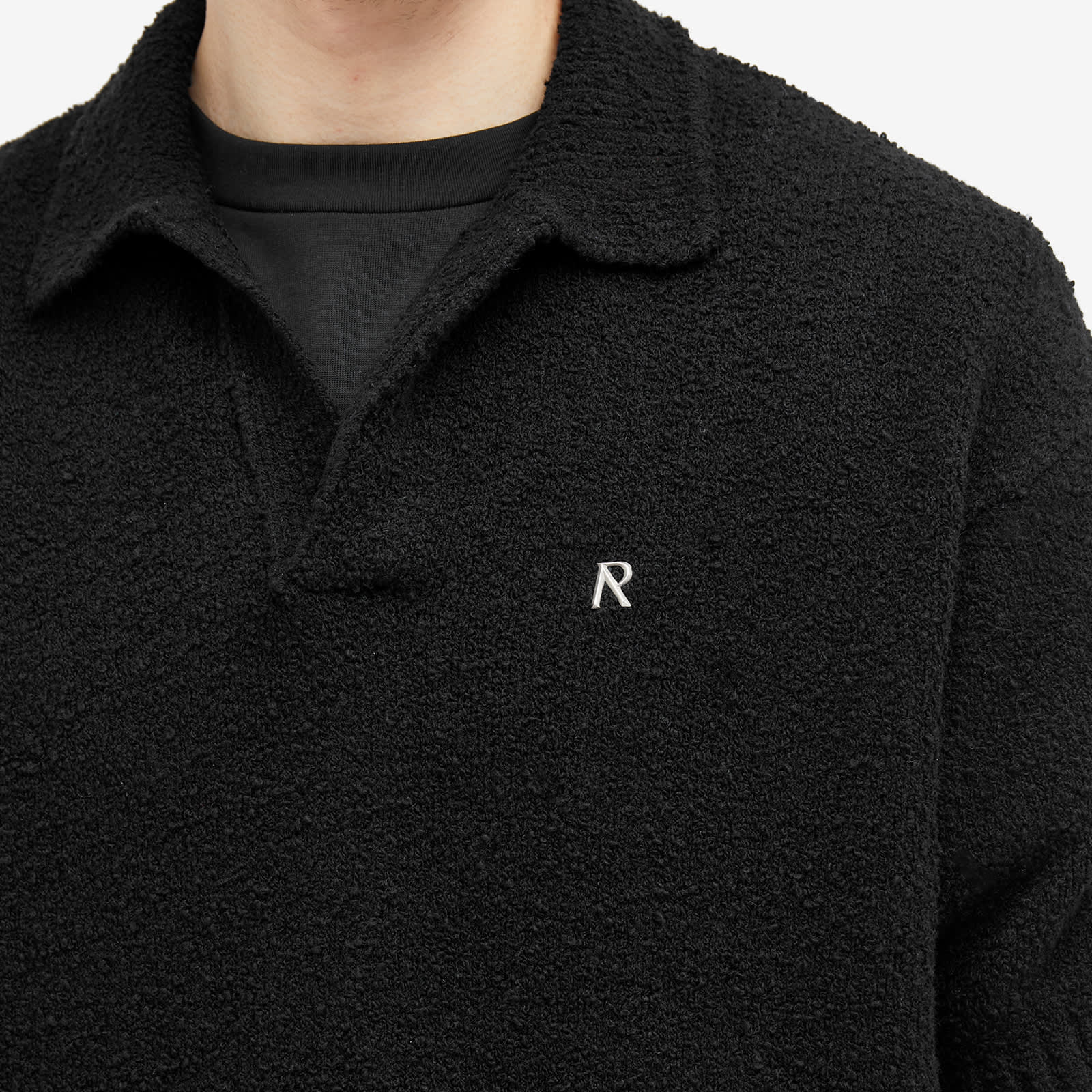 Represent Boucle Textured Knit Polo Black END JP