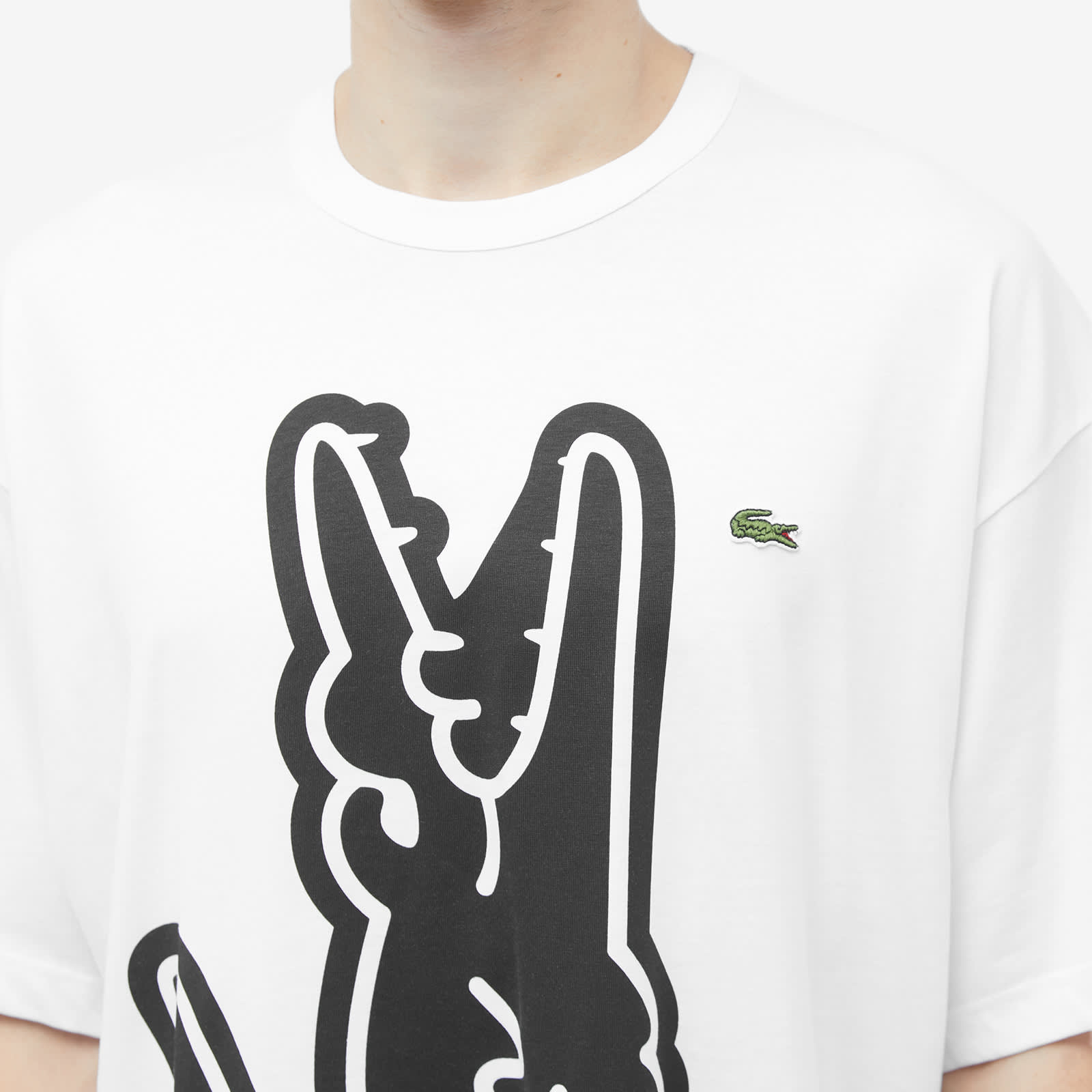 Comme des Garçons SHIRT x Lacoste Vertical Croc T Shirt White Black