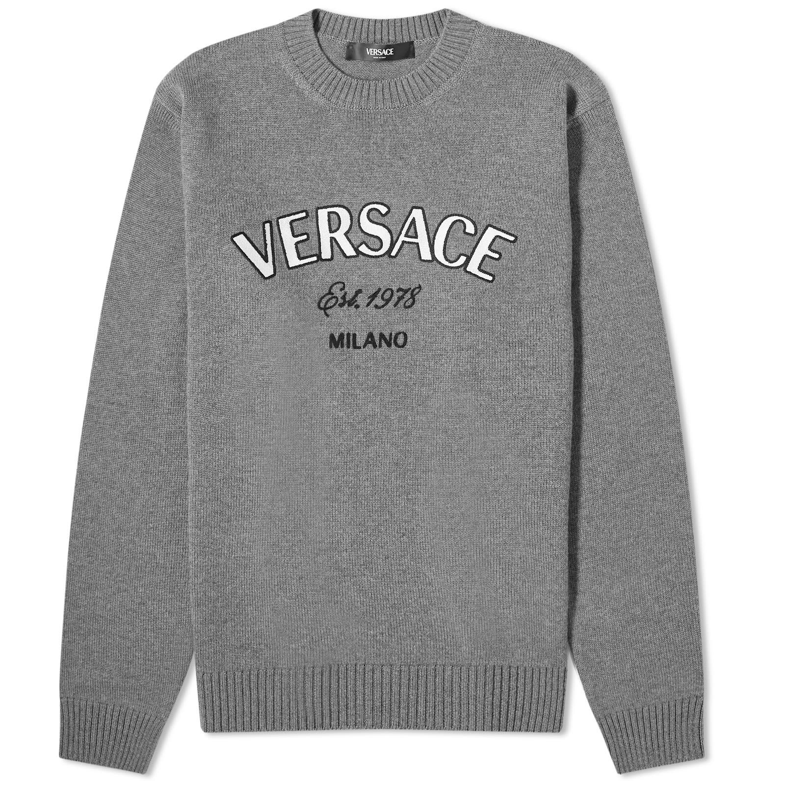 Versace Milano Embroidered Knit Medium Grey | END. (US)