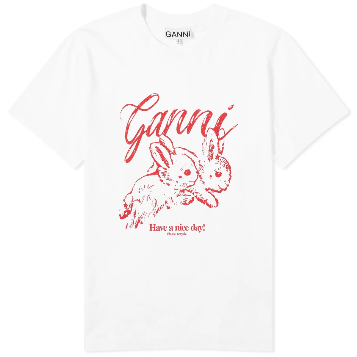 GANNI Bunnies Relaxed T-Shirt Bright White | END.