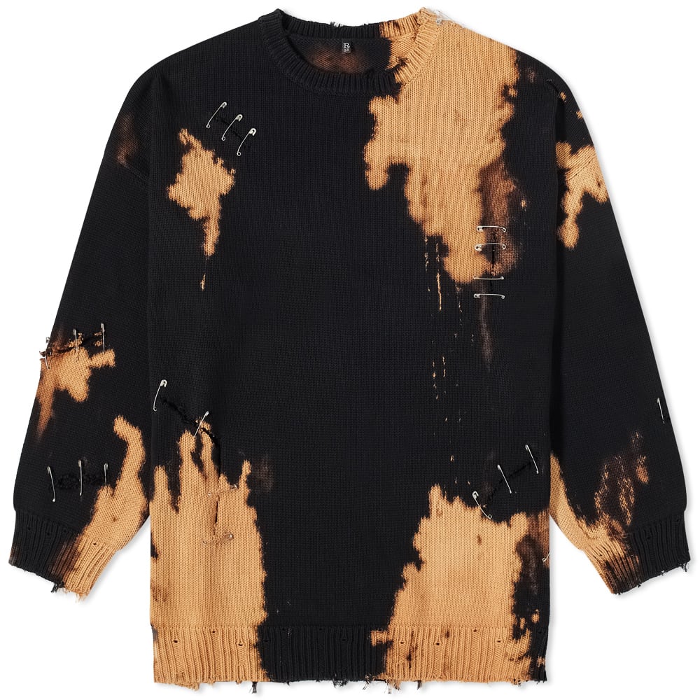 R13 Bleached Distressed Crew Sweat Bleached Black | END. (AR)