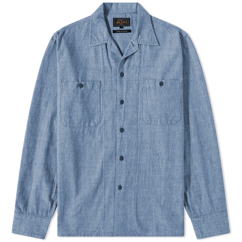 Beams Plus Long Sleeve Vacation Shirt Blue | END.