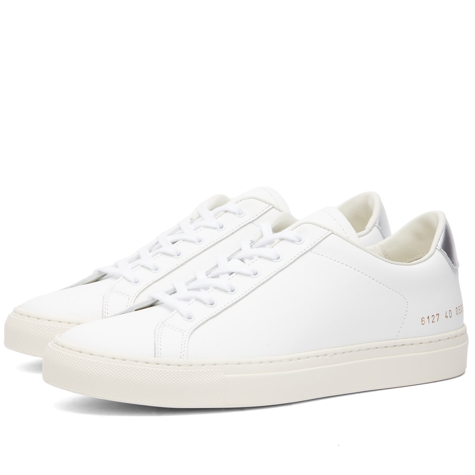 Woman by Common Projects Retro Classic Trainers White & Silver | END.