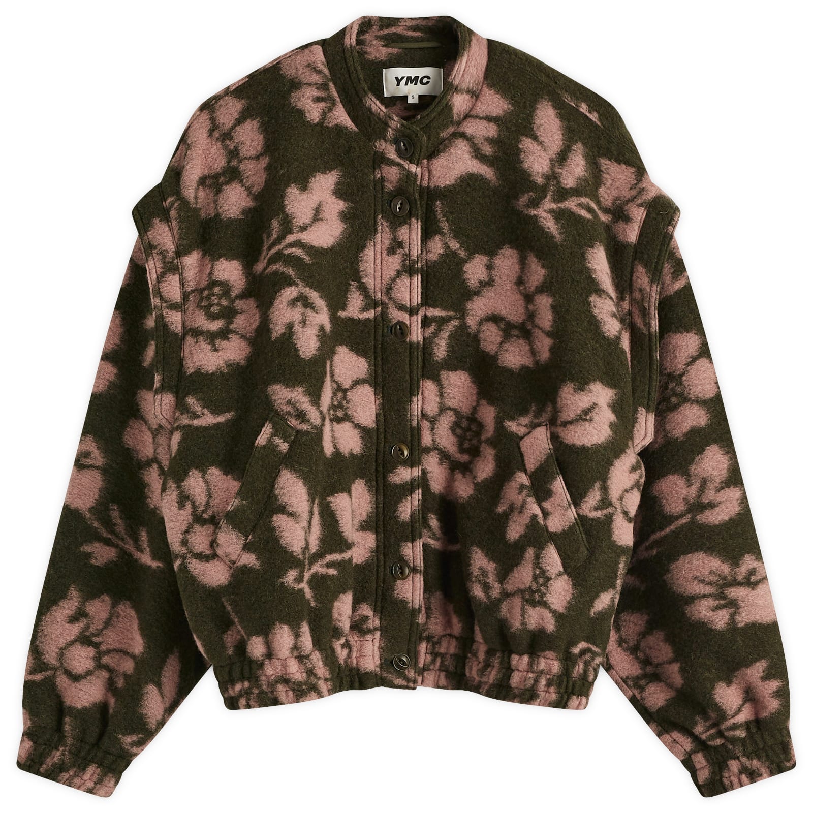 YMC Jordan Floral Fleece Jacket Olive-Pink | END. (GB)