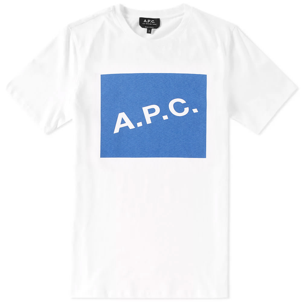 A.P.C. Kraft Logo Tee White & Dark Blue | END. (AU)