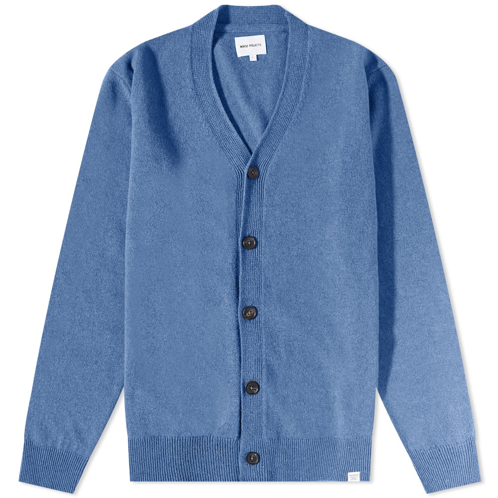 Norse Projects Adam Lambswool Cardigan Calcite Blue | END. (GB)