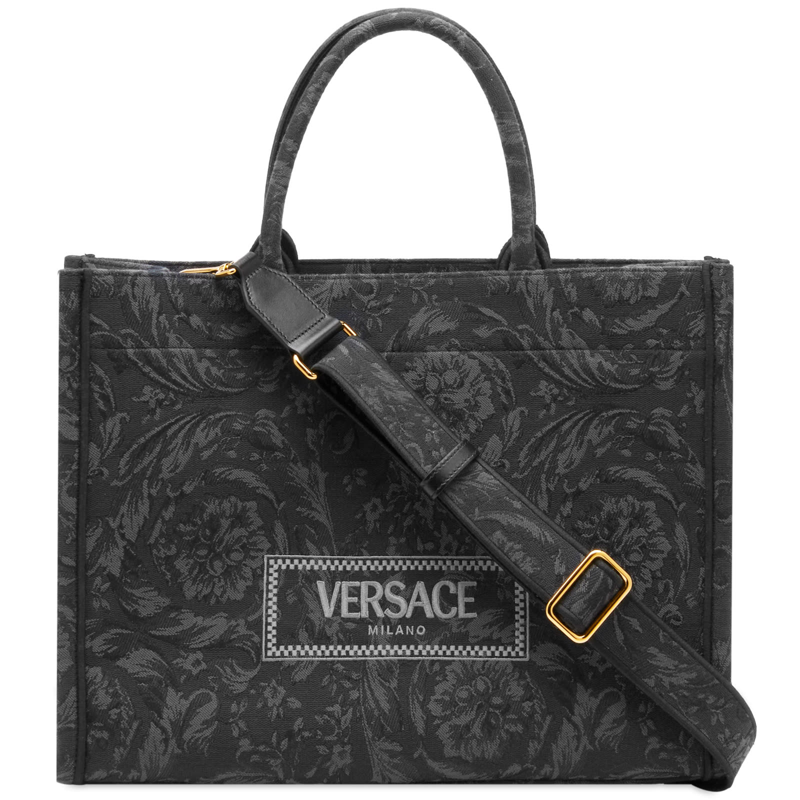 Versace Large Tote In Embroidery Jacquard Black Versace Gold | END. (GB)