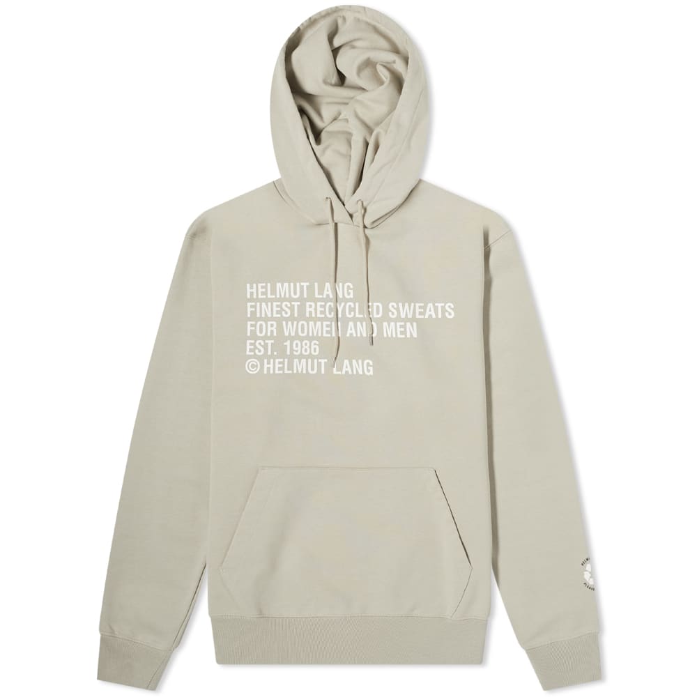 Helmut Lang Recycled Label Popover Hoodie Coastal Fog | END. (GB)