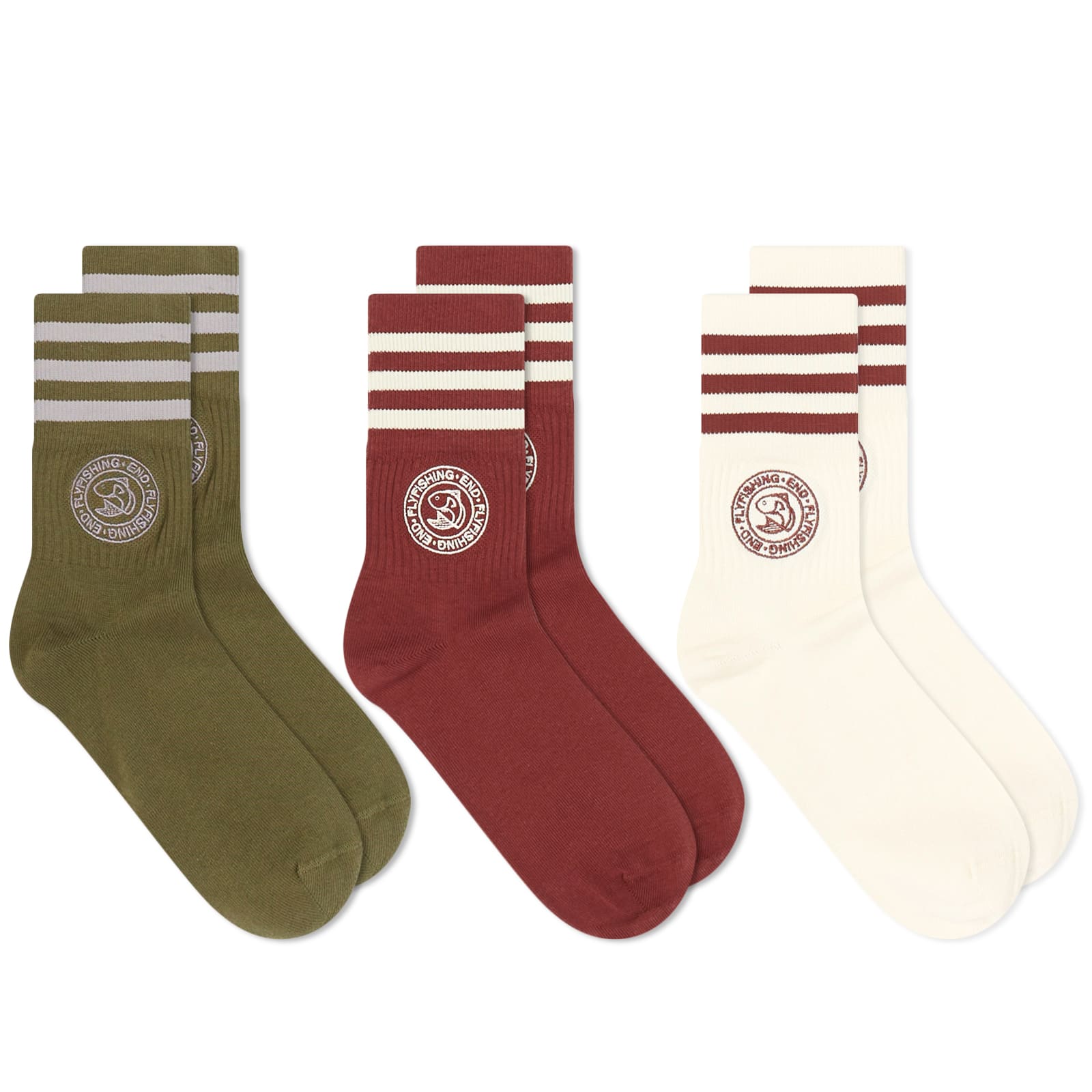 END. X Adidas Flyfishing Sock - 3 Pack White & Fox Brown | END. (US)