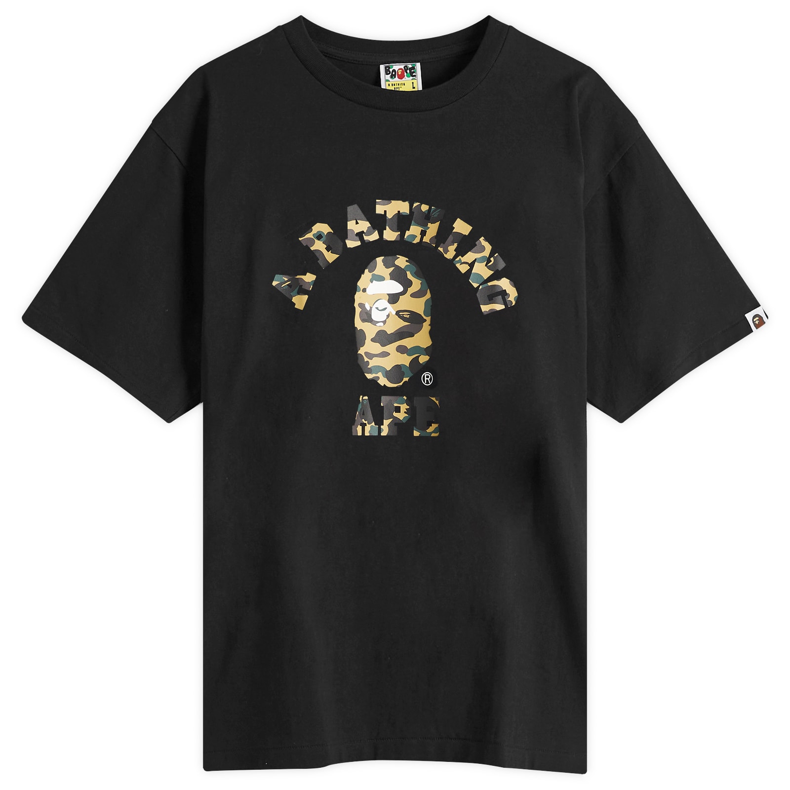 A Bathing Ape 1St Camo College Tee Black X Yellow | END. (GB)