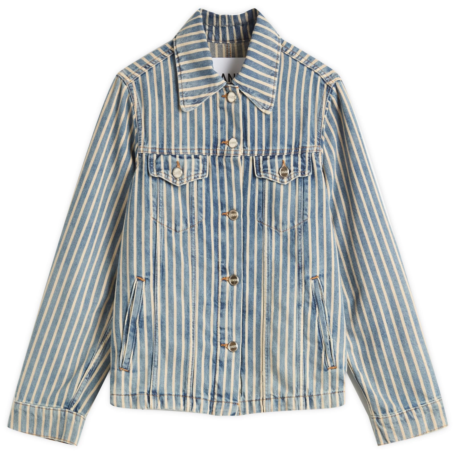 GANNI Light Stripe Denim Jacket Soft Chambray | END. (US)