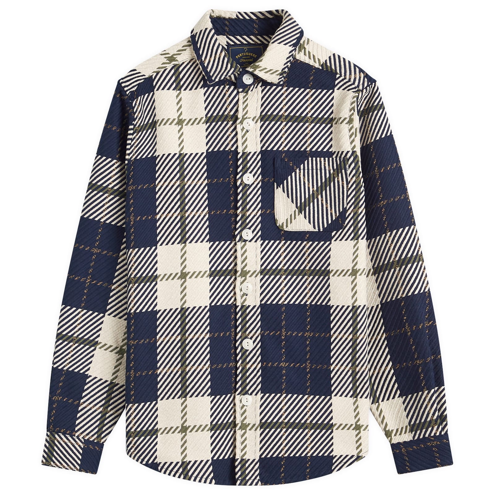 Portuguese Flannel Upper Overshirt Navy & Green | END. (GB)