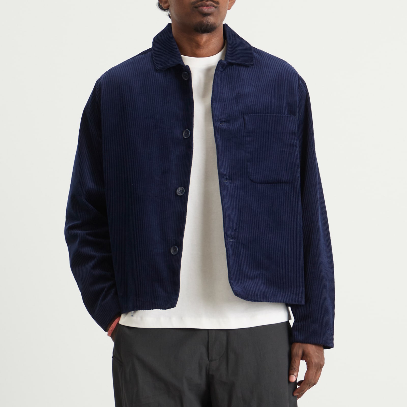 Percival Men's Cord Overshirt Navy - Curated Menswear