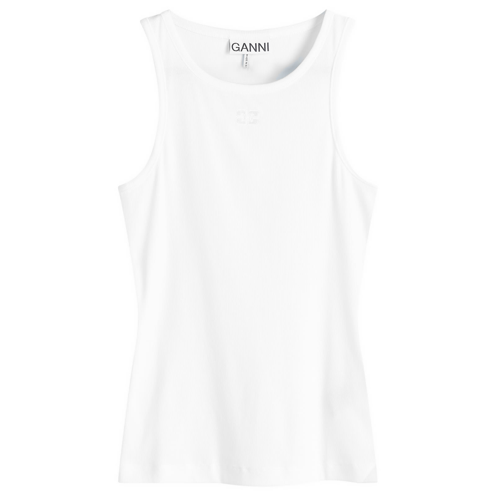 Ganni Soft Cotton Rib Tank Top Bright White | END. (US)