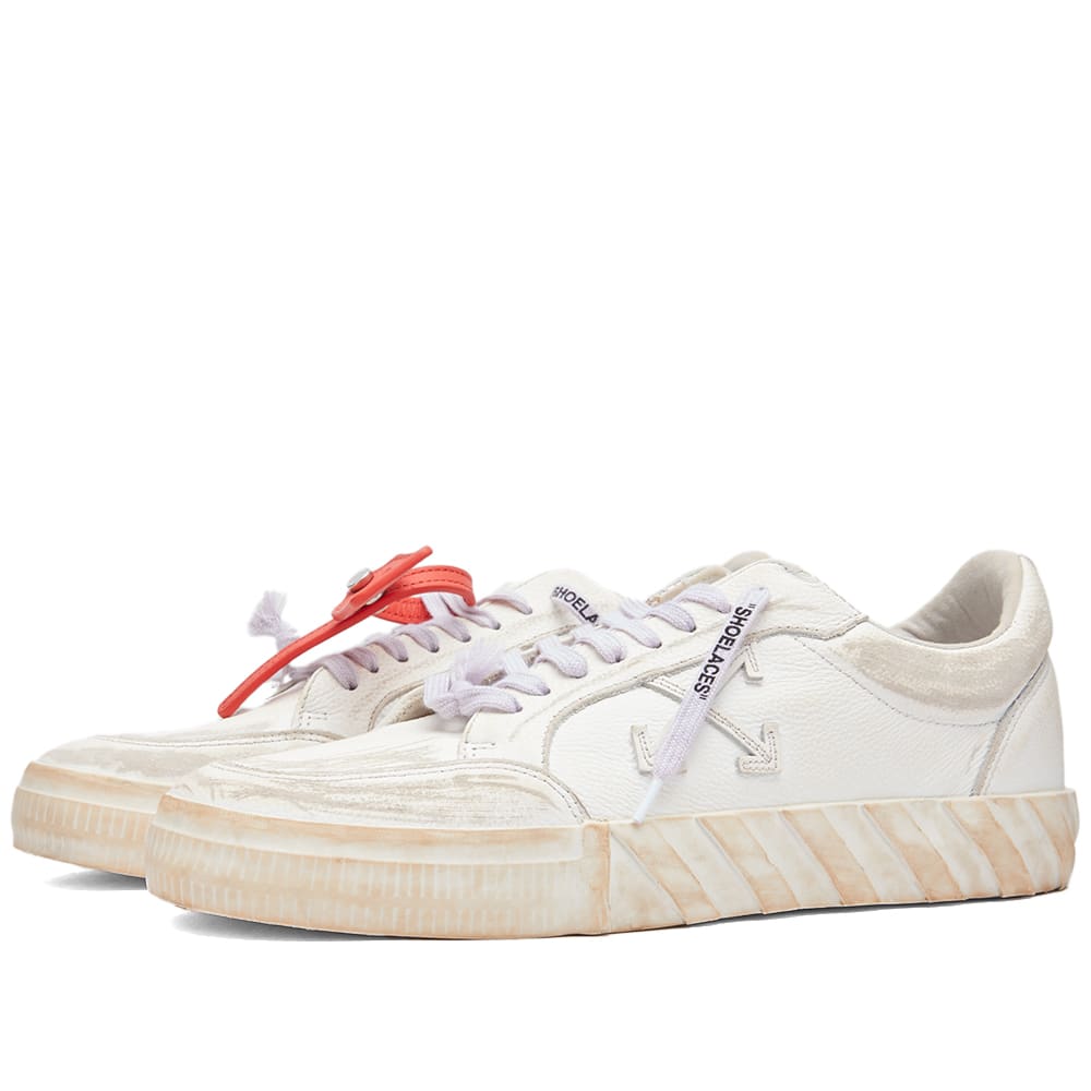 Off-White Low Vulcanized Distressed Leather Sneaker White | END.