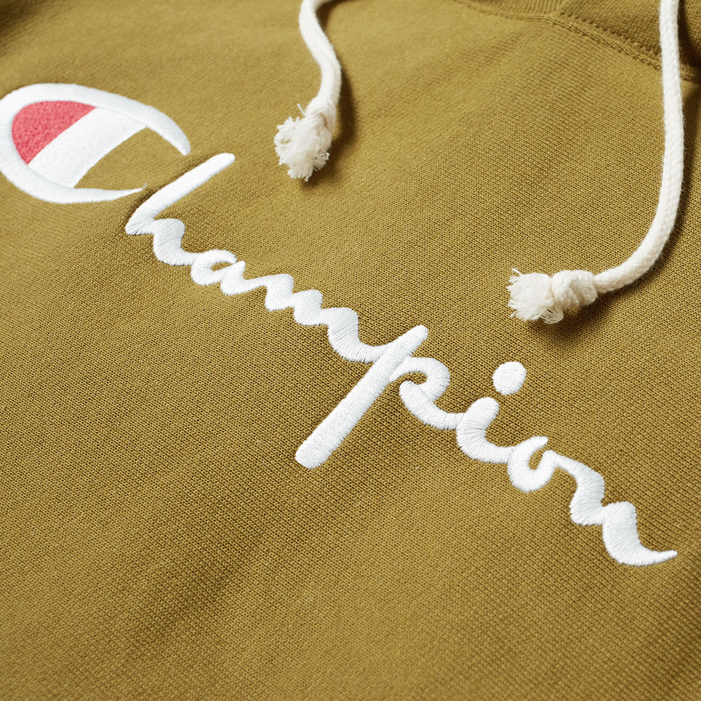 Champion Reverse Weave Script Logo Hoody Olive Drab | END.