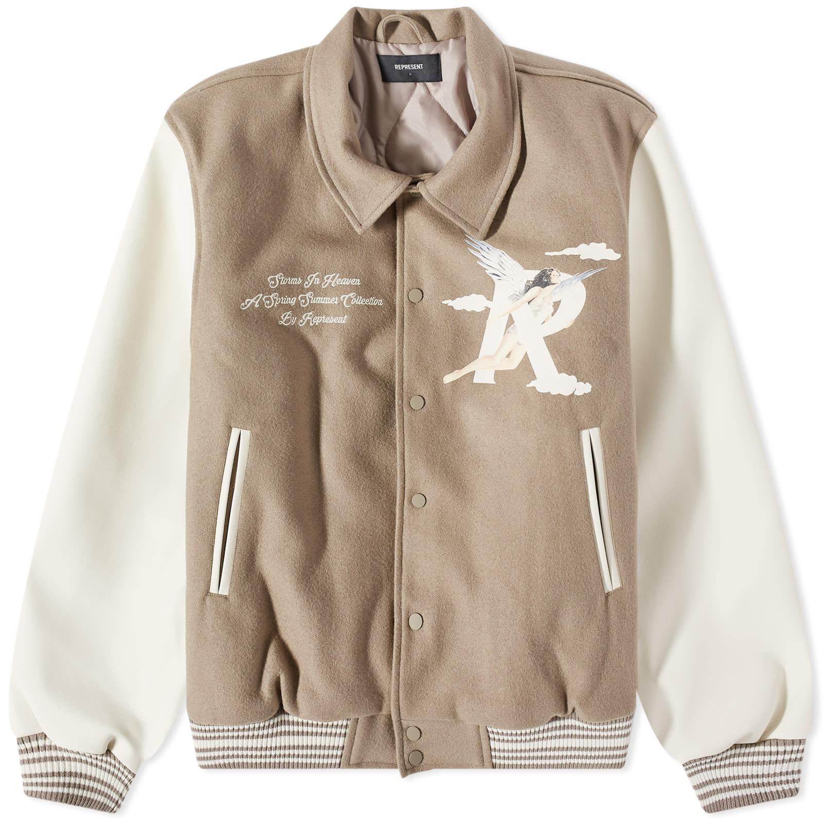 Represent Storms In Heaven Varsity Jacket Mushroom | END. (US)
