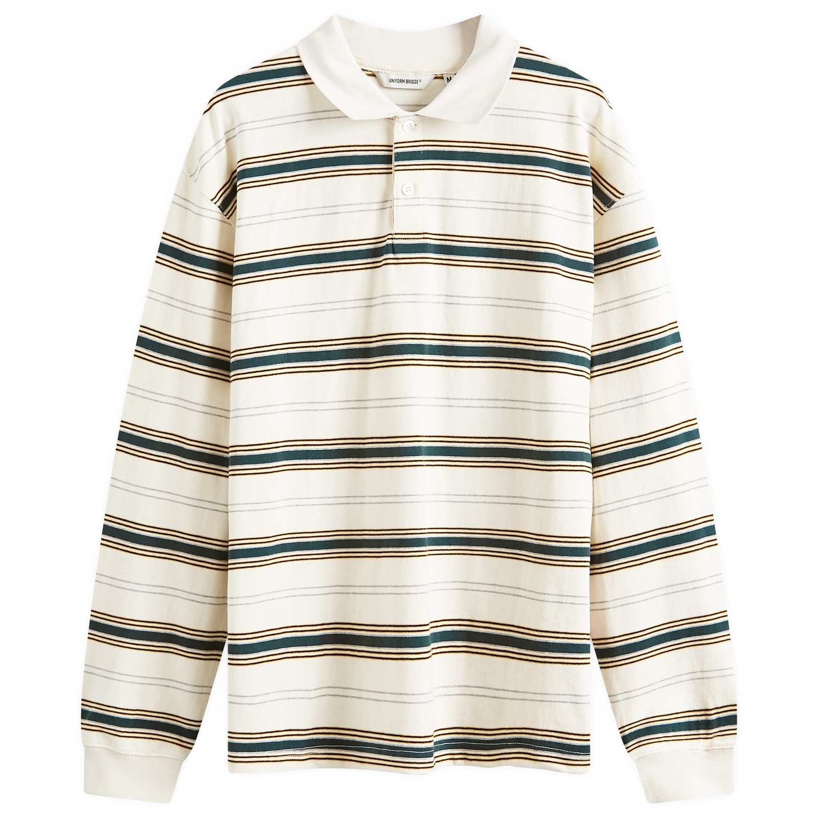 Uniform Bridge Stripe Longsleeve Polo Shirt Ivory | END. (GB)
