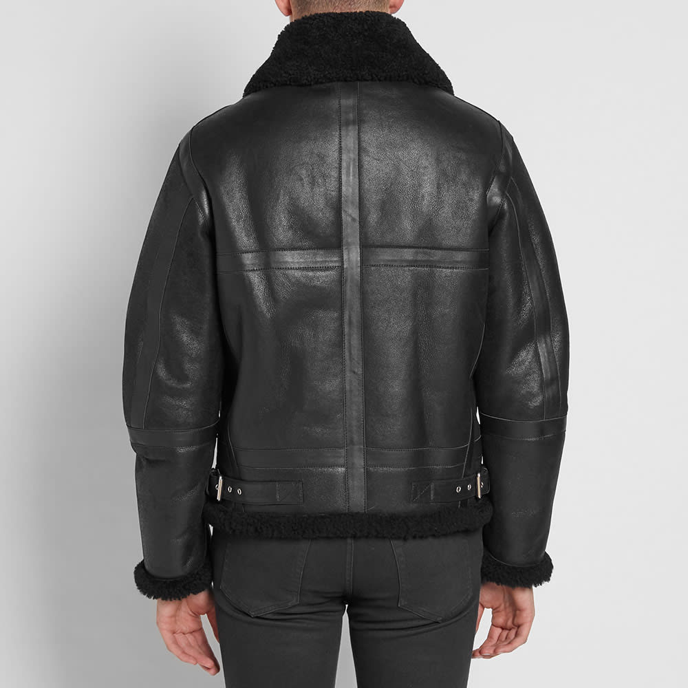 Acne Studios Ian Leather Shearling Flight Jacket (Black)