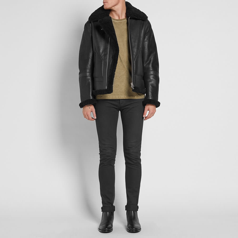Acne Studios Ian Leather Shearling Flight Jacket (Black)