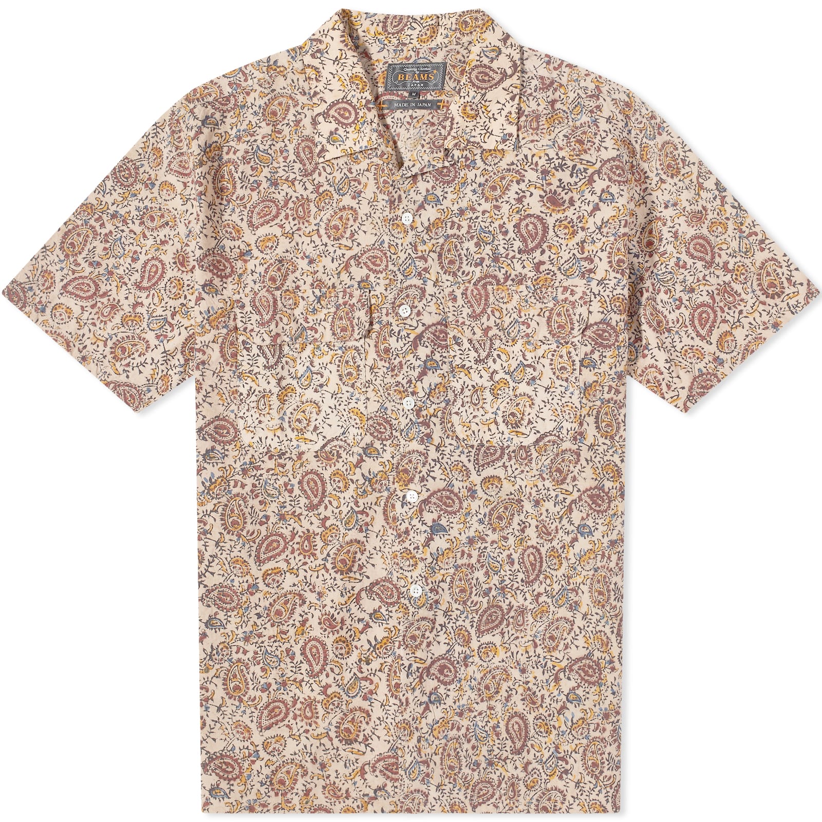Beams Plus Block Print Vacation Shirt Beige | END. (AU)