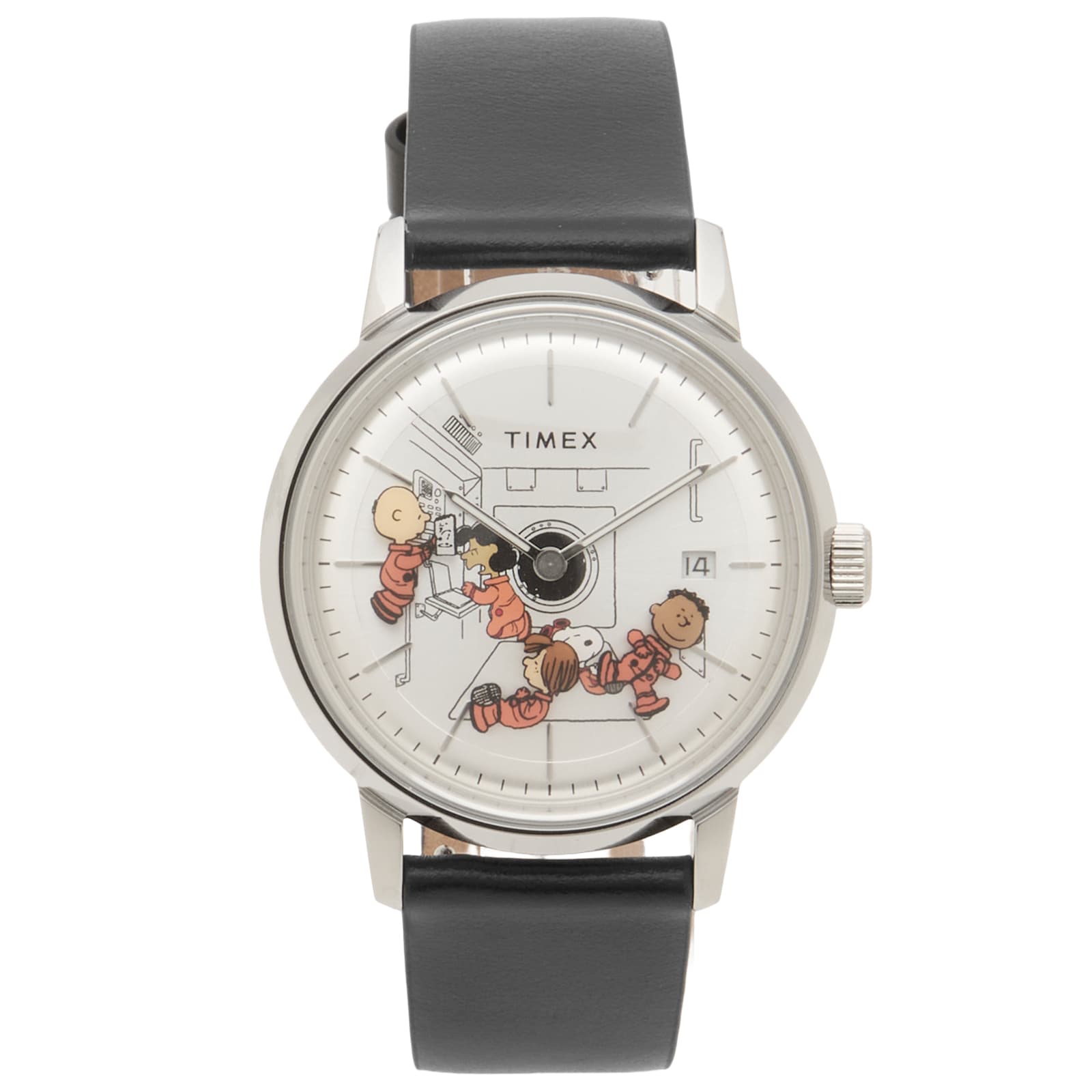 Timex x Peanuts Marlin Automatic On Space 40mm Watch Silver & Black ...