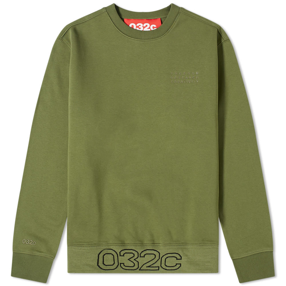 032c Logo Rib Embroidered Crew Sweat Olive | END. (GB)