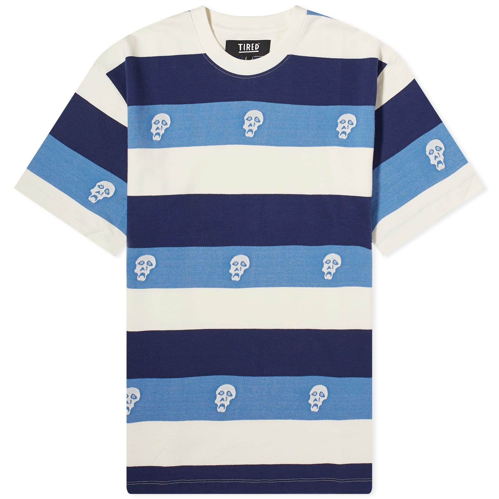 Tired Skateboards Sad Skull Stripe Jacquard T-Shirt Navy | END. (US)