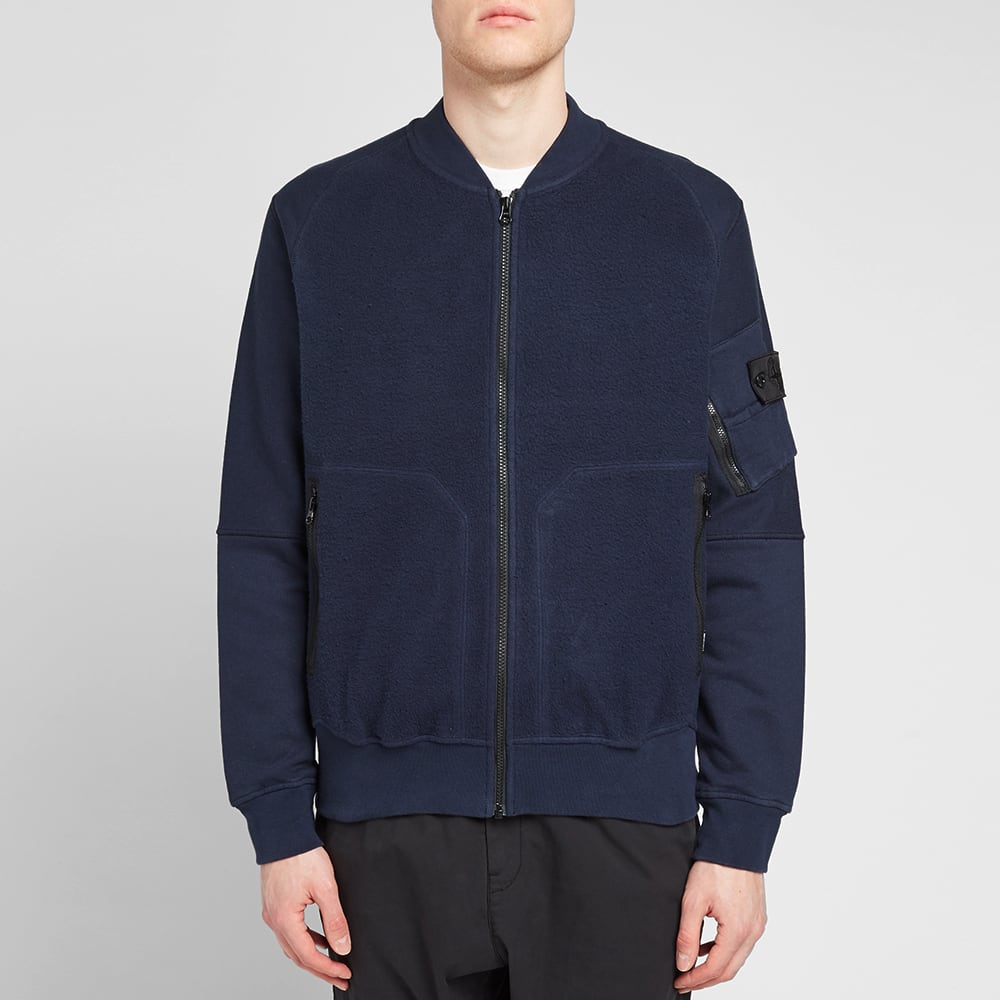 Stone Island Shadow Project Gauzed Heavy Fleece Bomber Navy | END. (US)