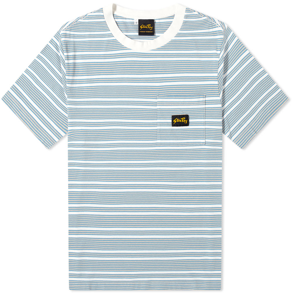 Stan Ray Narrow Stripe Tee Clean Blue Yarn & Dye Stripe | END.