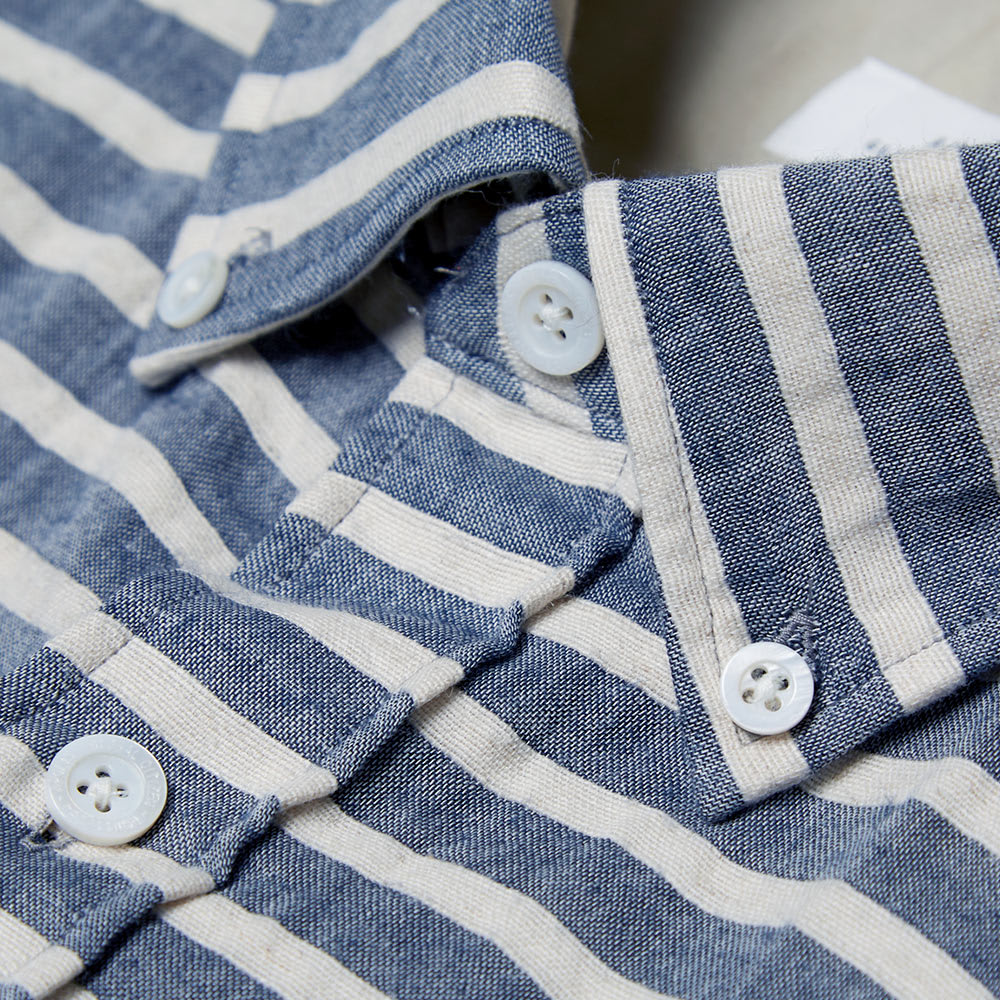 Apolis Short Sleeve Jacquard Shirt White & Navy | END. (KR)