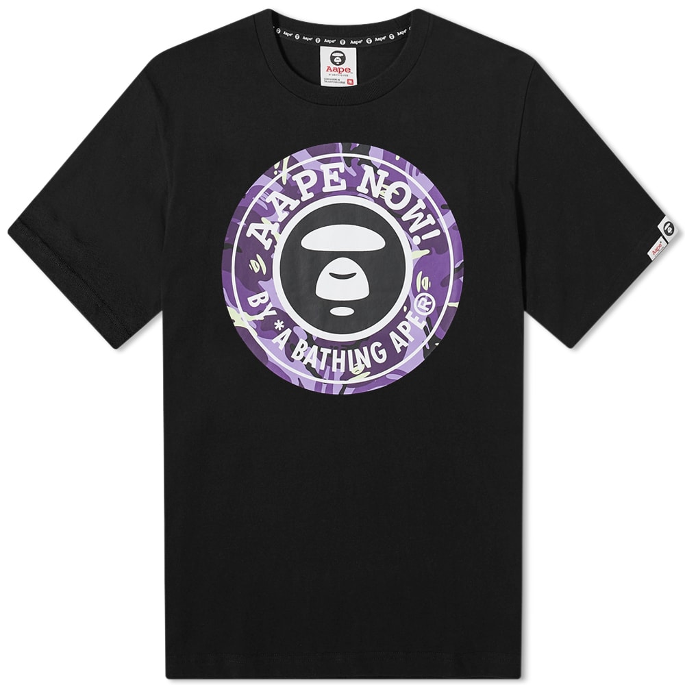 AAPE Purple Glow Camo Moon Face T-Shirt Black | END. (KR)