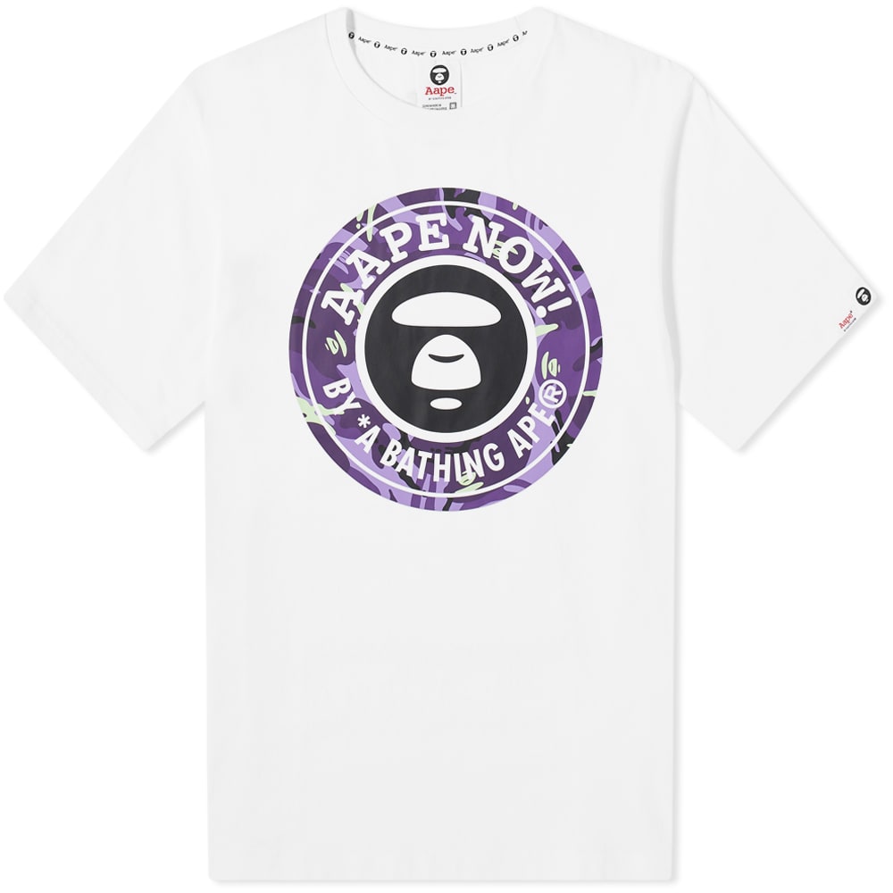 AAPE Purple Glow Camo Moon Face T-Shirt White | END. (SG)