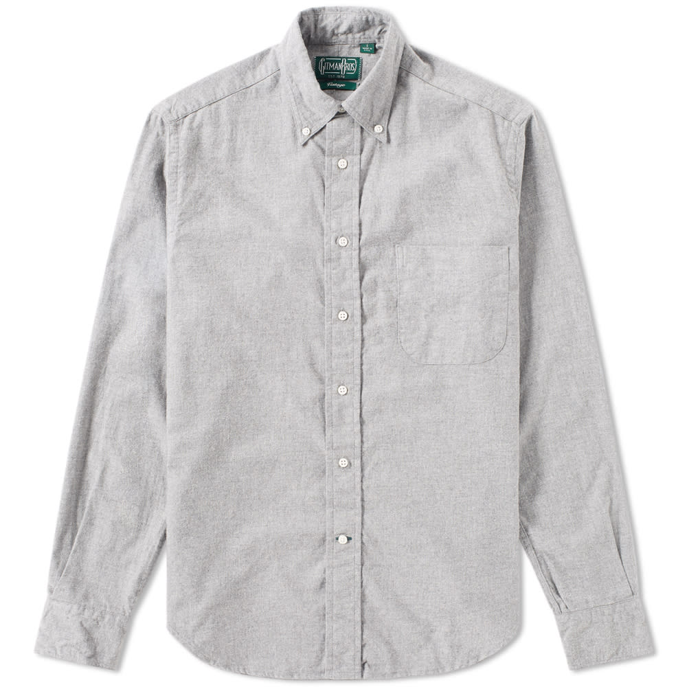 Gitman Vintage Solid Brushed Flannel Shirt Grey | END. (US)