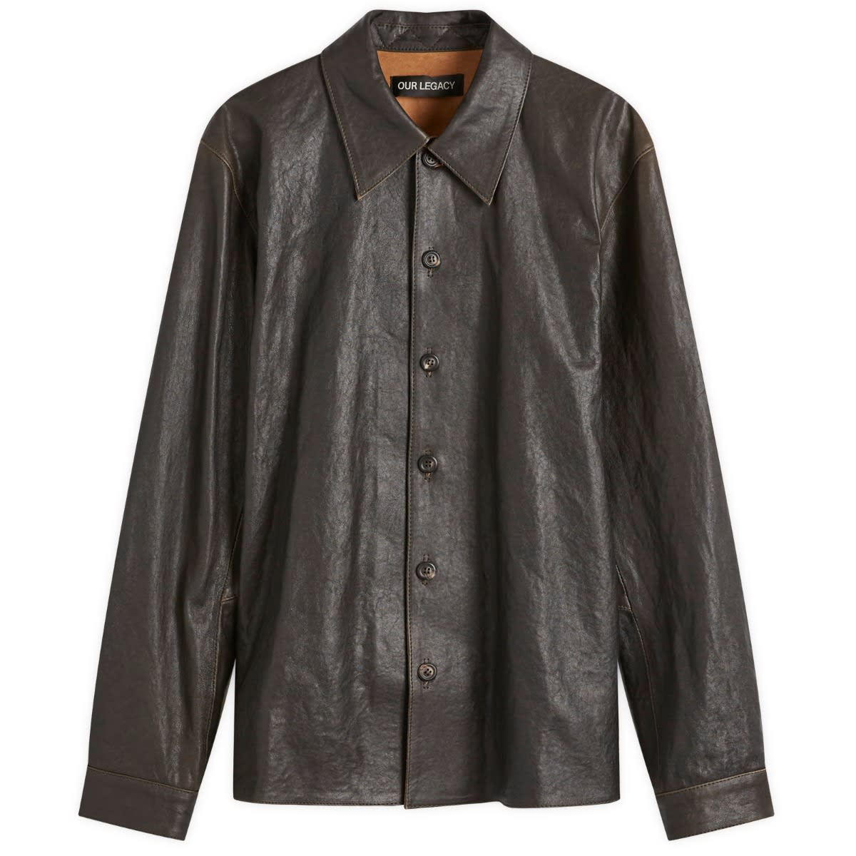 Our Legacy Welding Lambskin Shirt Worn Brown Lambskin | END. (US)
