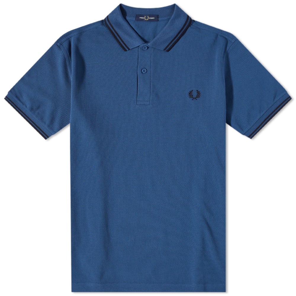 Fred Perry Authentic Slim Fit Twin Tipped Polo Midnght Blue & Navy ...