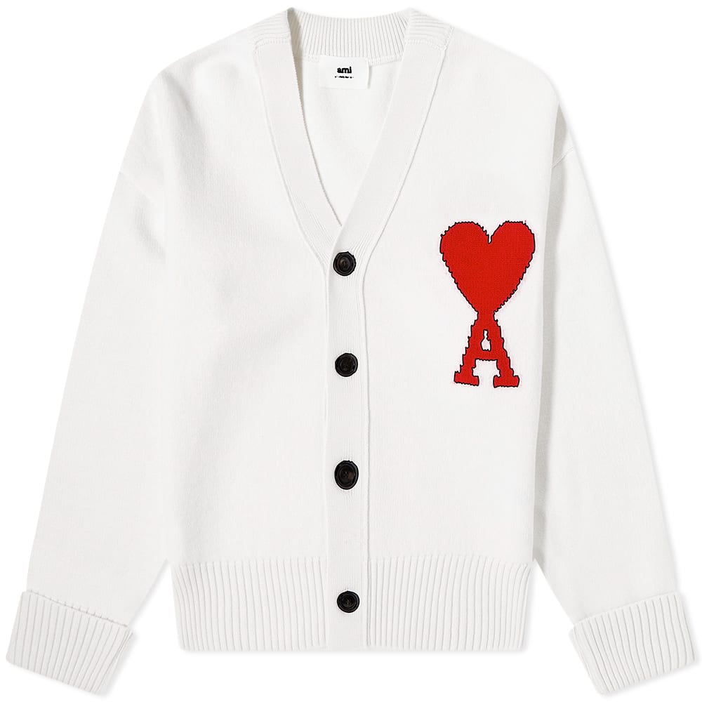 AMI ADC Big Cardigan Off-White & Red | END.