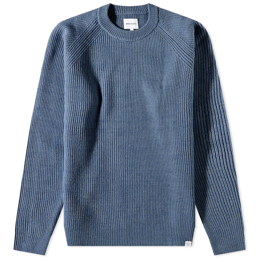Norse Projects Roald Cotton Wool Knit Calcite Blue | END. (US)