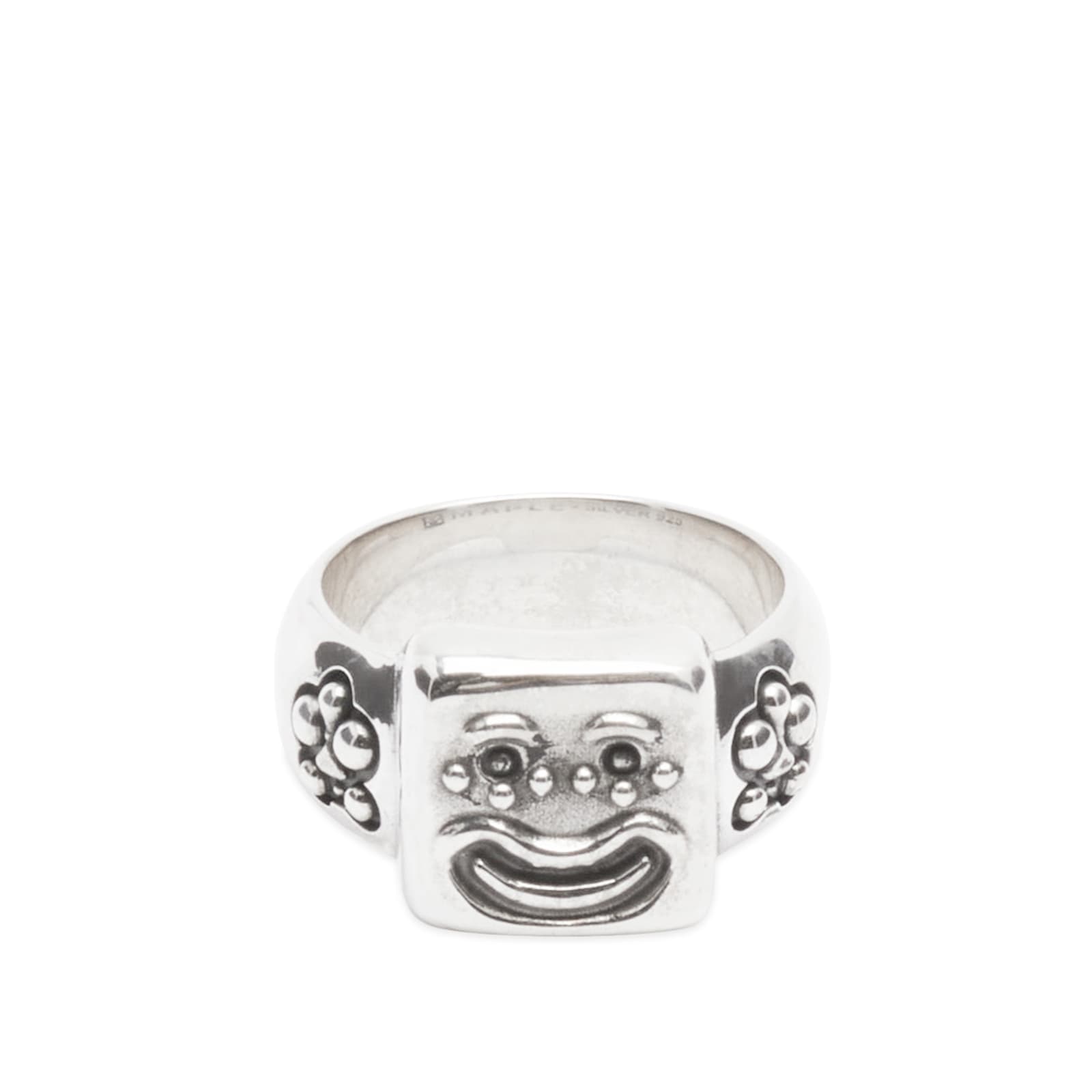 Maple Smiley Signet Ring Silver | END. (US)