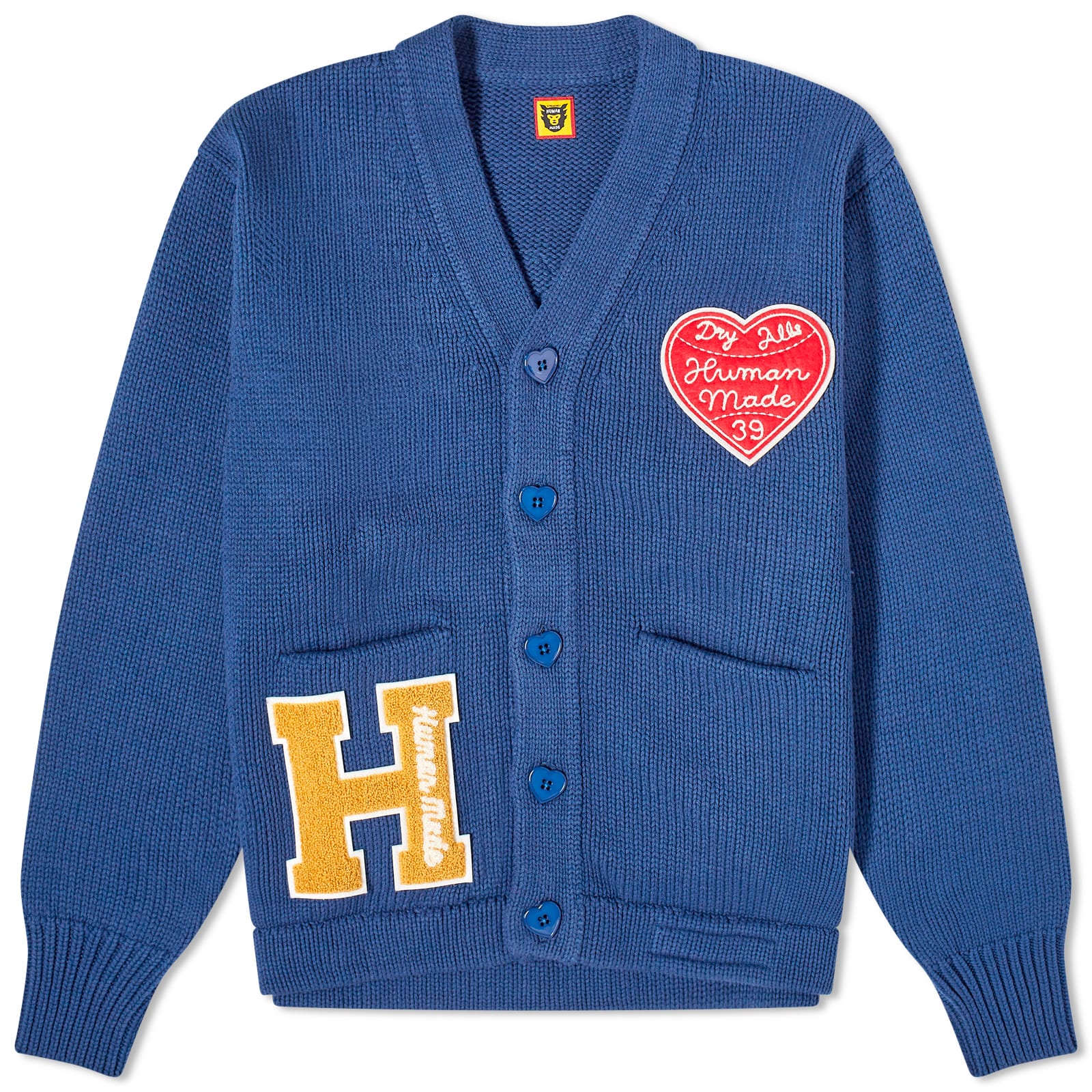 Human Made Knitted College Cardigan Blue | END. (US)