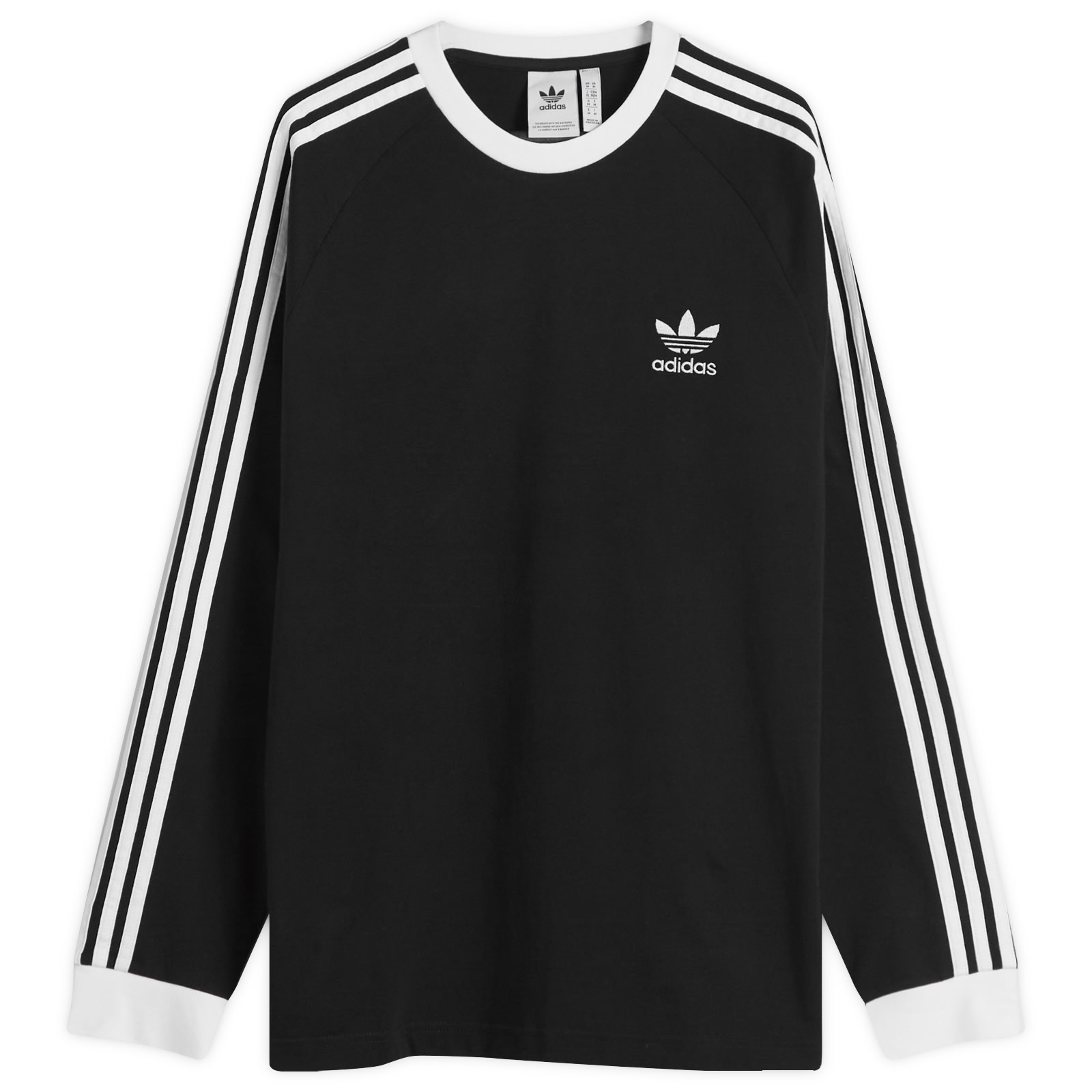 Adidas Long Sleeve 3 Stripe T-Shirt Black | END. (US)