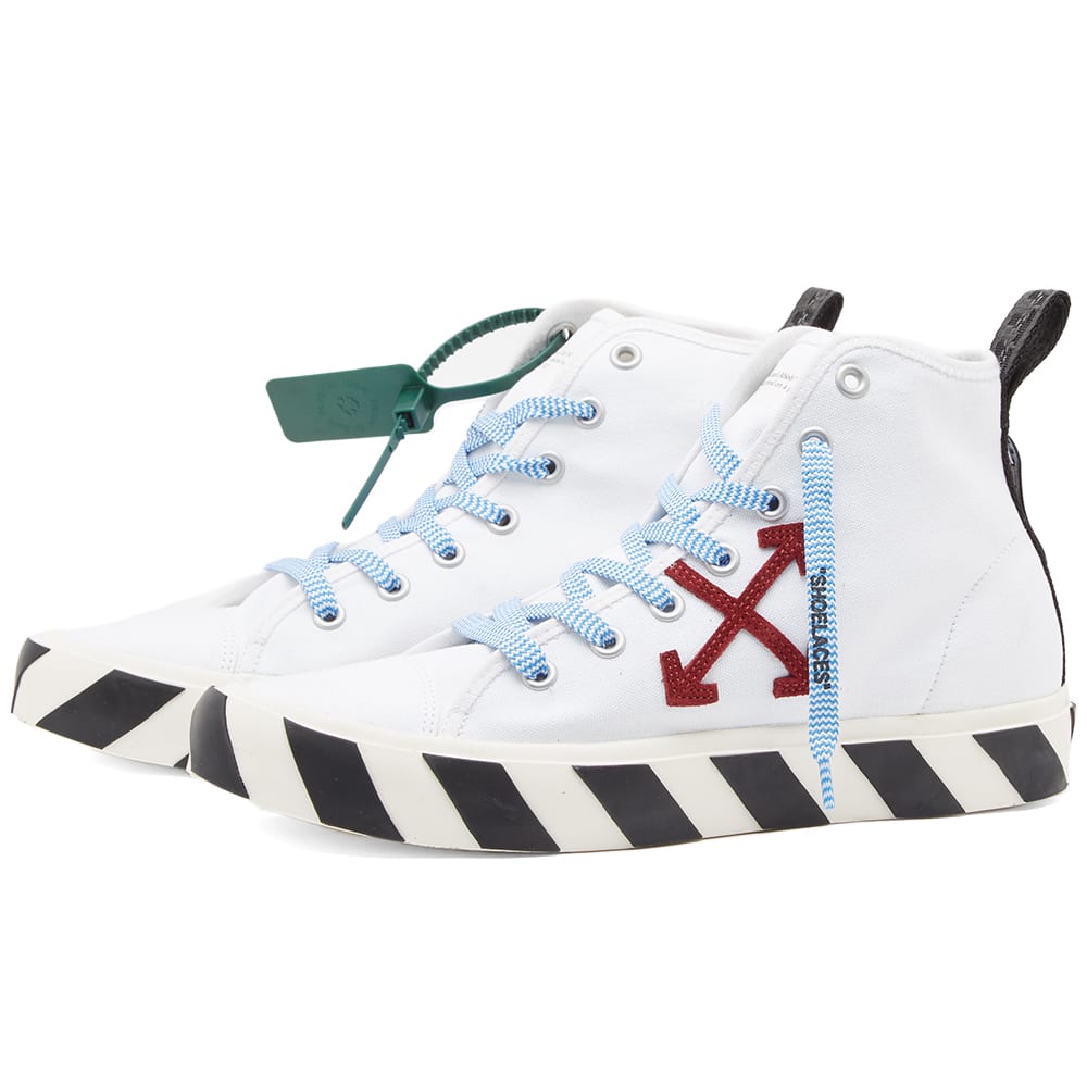 Off-White Mid Top Vulcanized Canvas Sneaker White & Red | END. (GB)