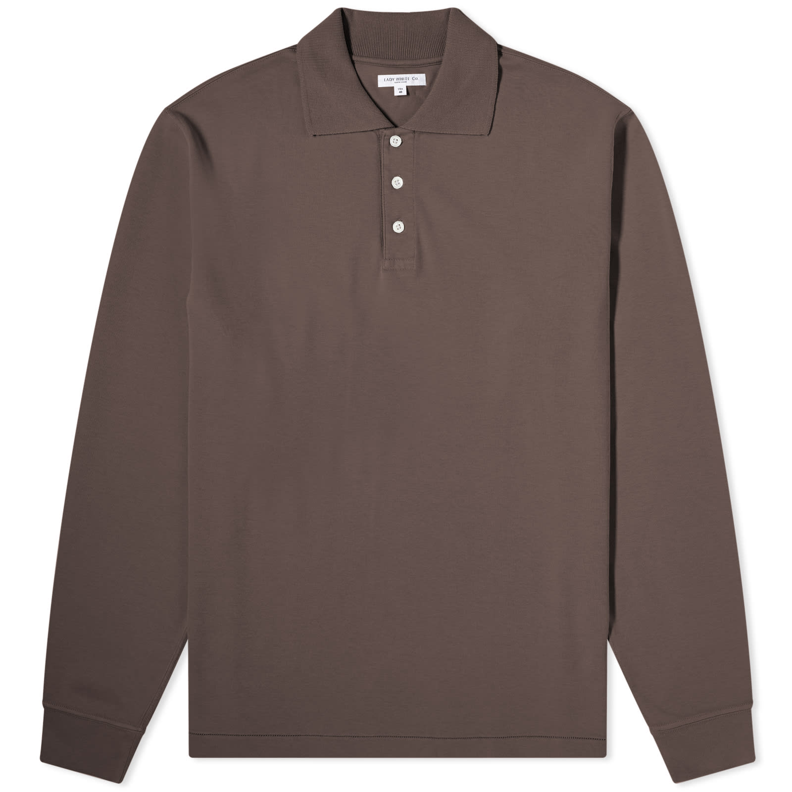 Lady White Co. Long Sleeve Three Button Polo Black Mushroom | END. (US)