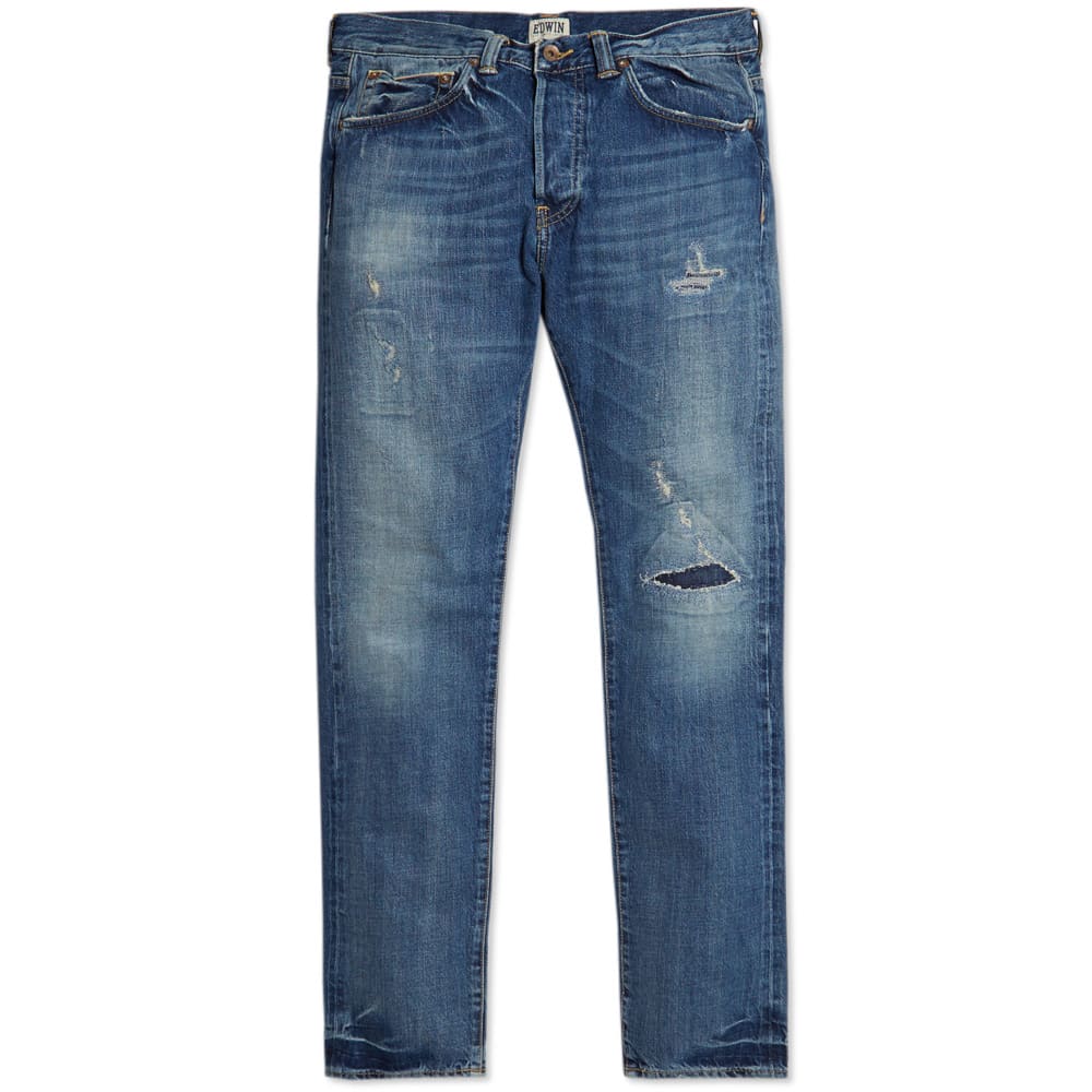 Edwin ED-80 Slim Taper Rainbow Selvedge Jean G4 Blue Wash | END.