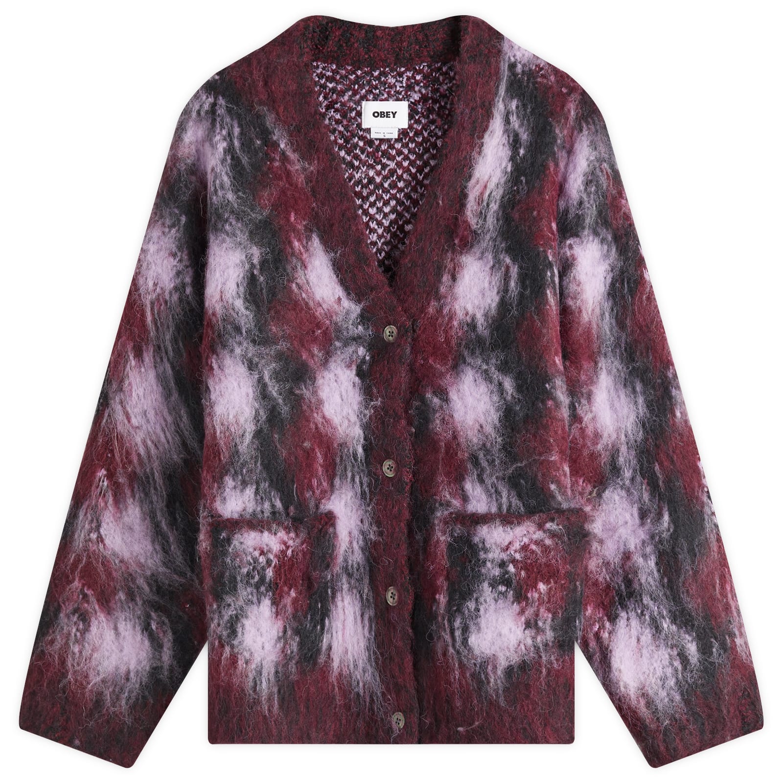 Obey Amoeba Cardigan Berry Multi | END. (US)