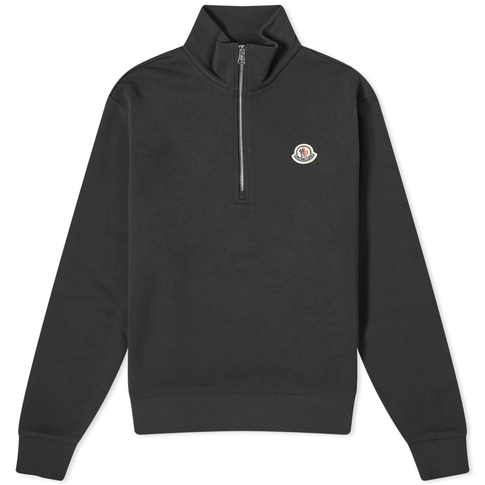 Moncler Badge Logo Quarter Zip Sweat Black | END. (GB)