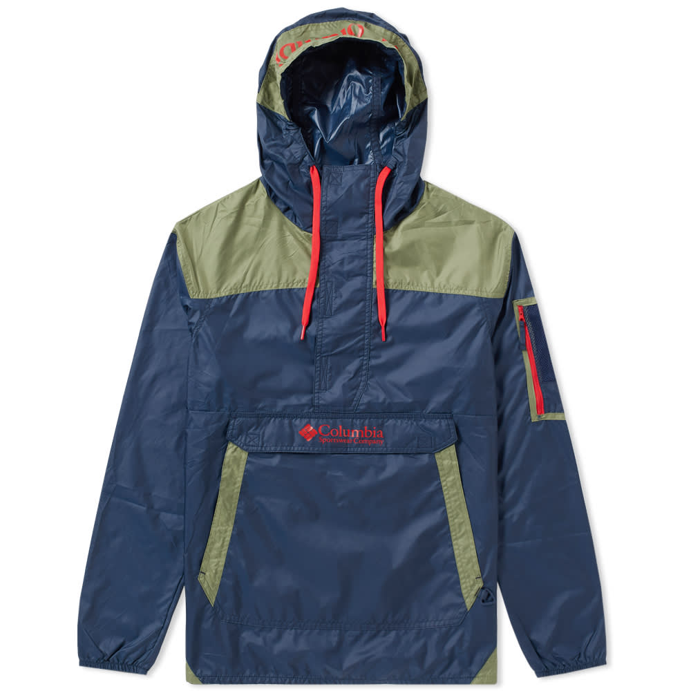 Columbia Challenger Pullover Windbreaker Collegiate Navy & Mountain Red ...