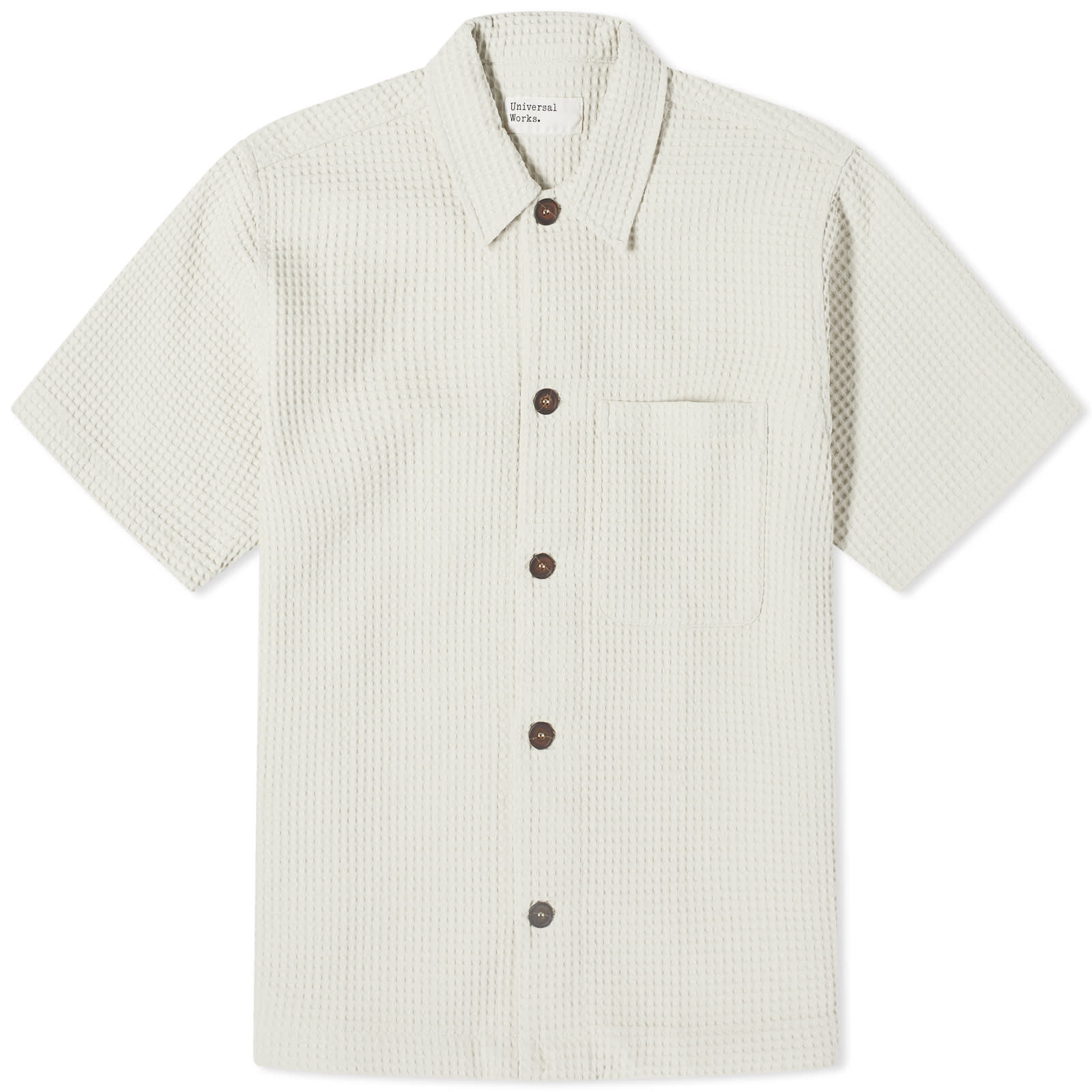 Universal Works Pike Waffle Short Sleeve Shirt Driftwood | END. (GB)