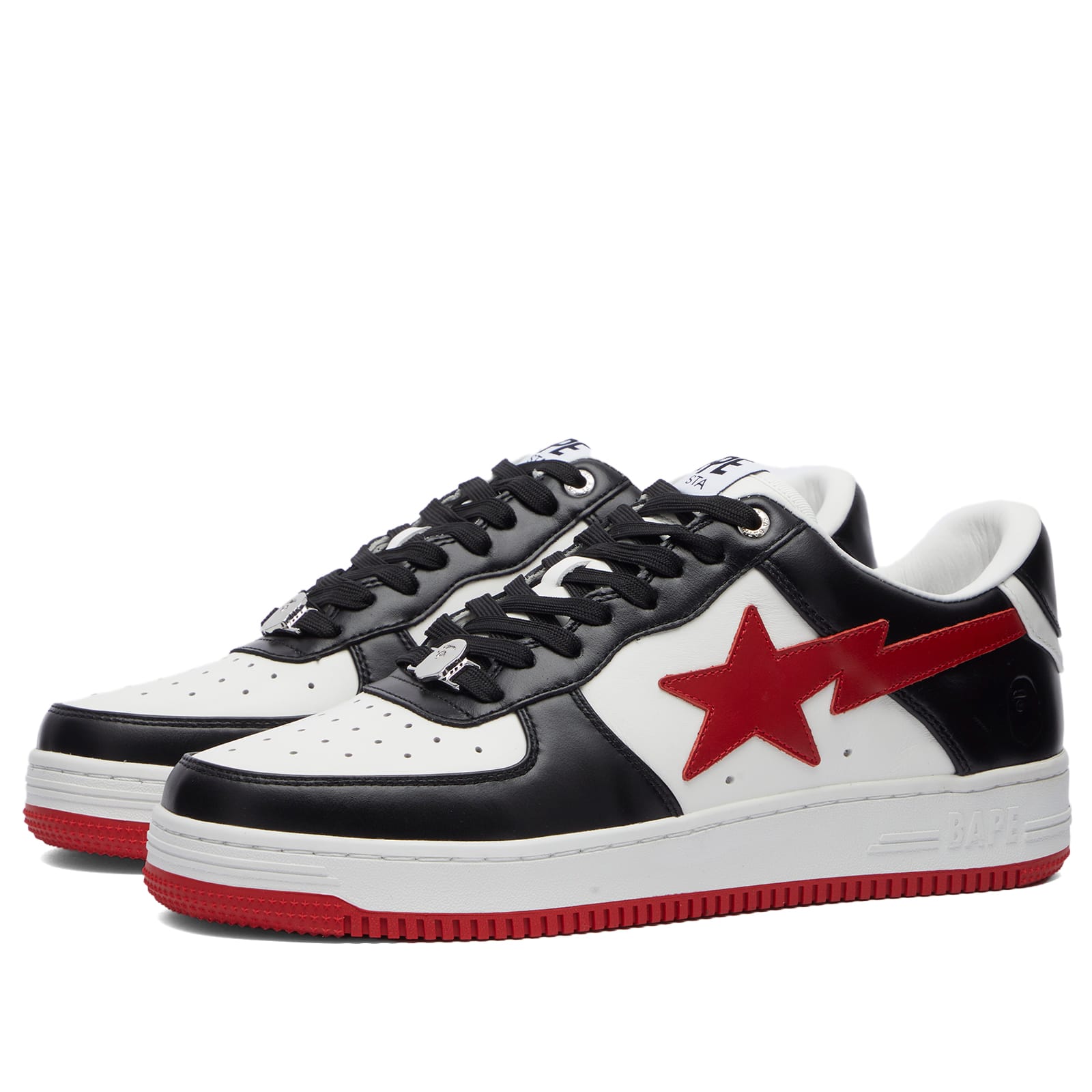 A Bathing Ape BAPE Sta Leather Sneaker Black | END.