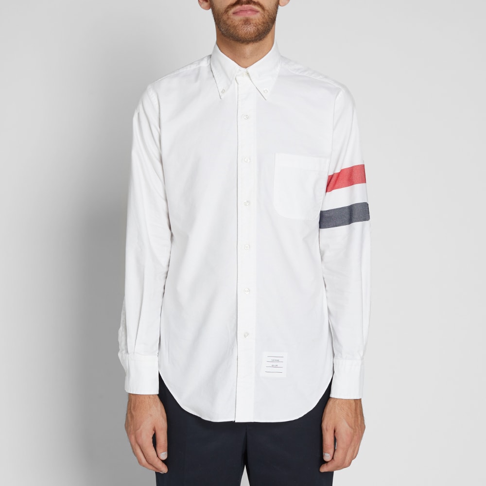 Thom Browne 3 Bar Button Down Oxford Shirt White | END.